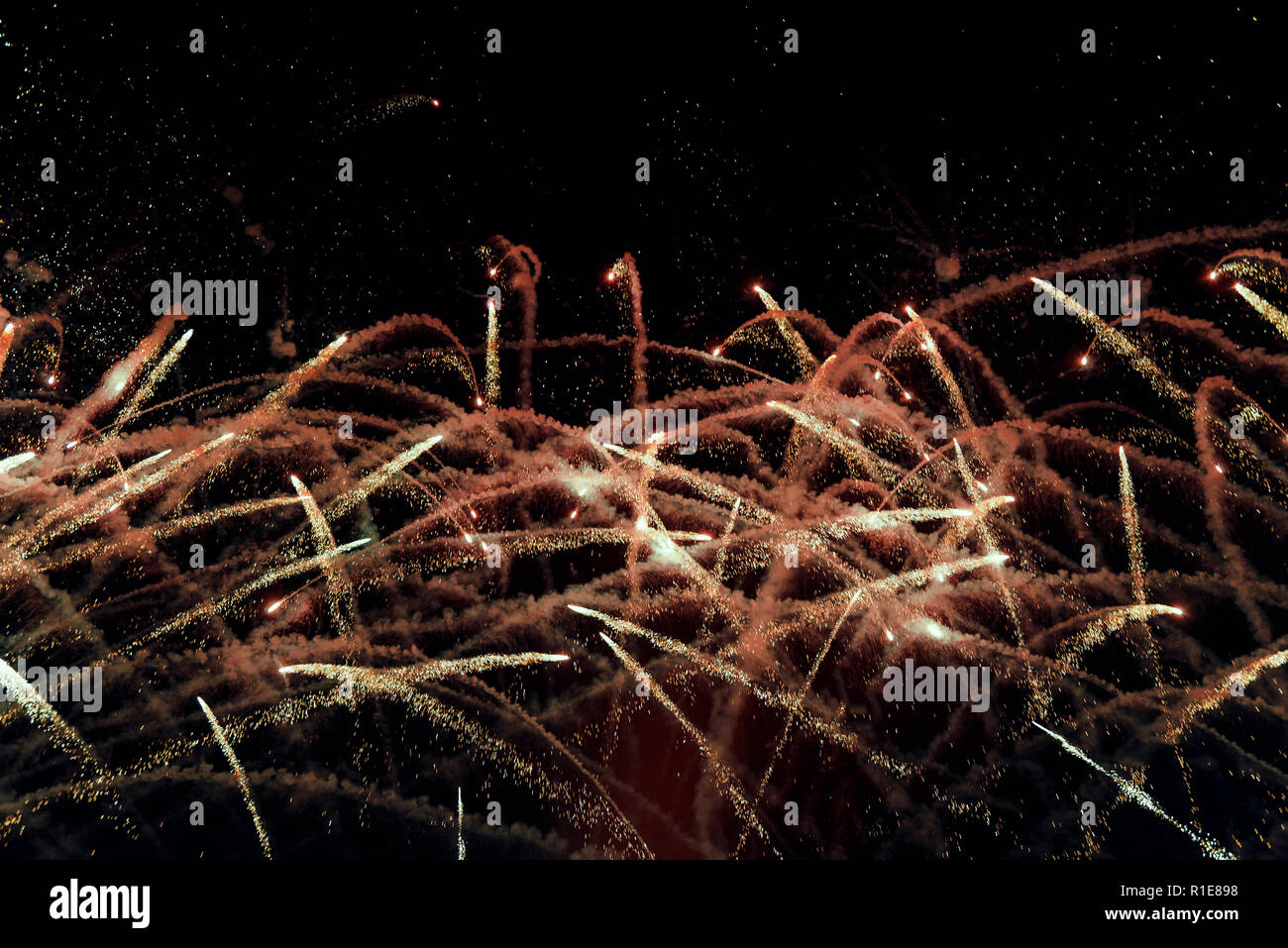 Colorful Fireworks show at night Stock Photo - Alamy