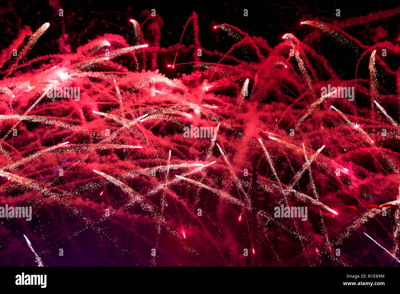 Colorful Fireworks show at night Stock Photo - Alamy