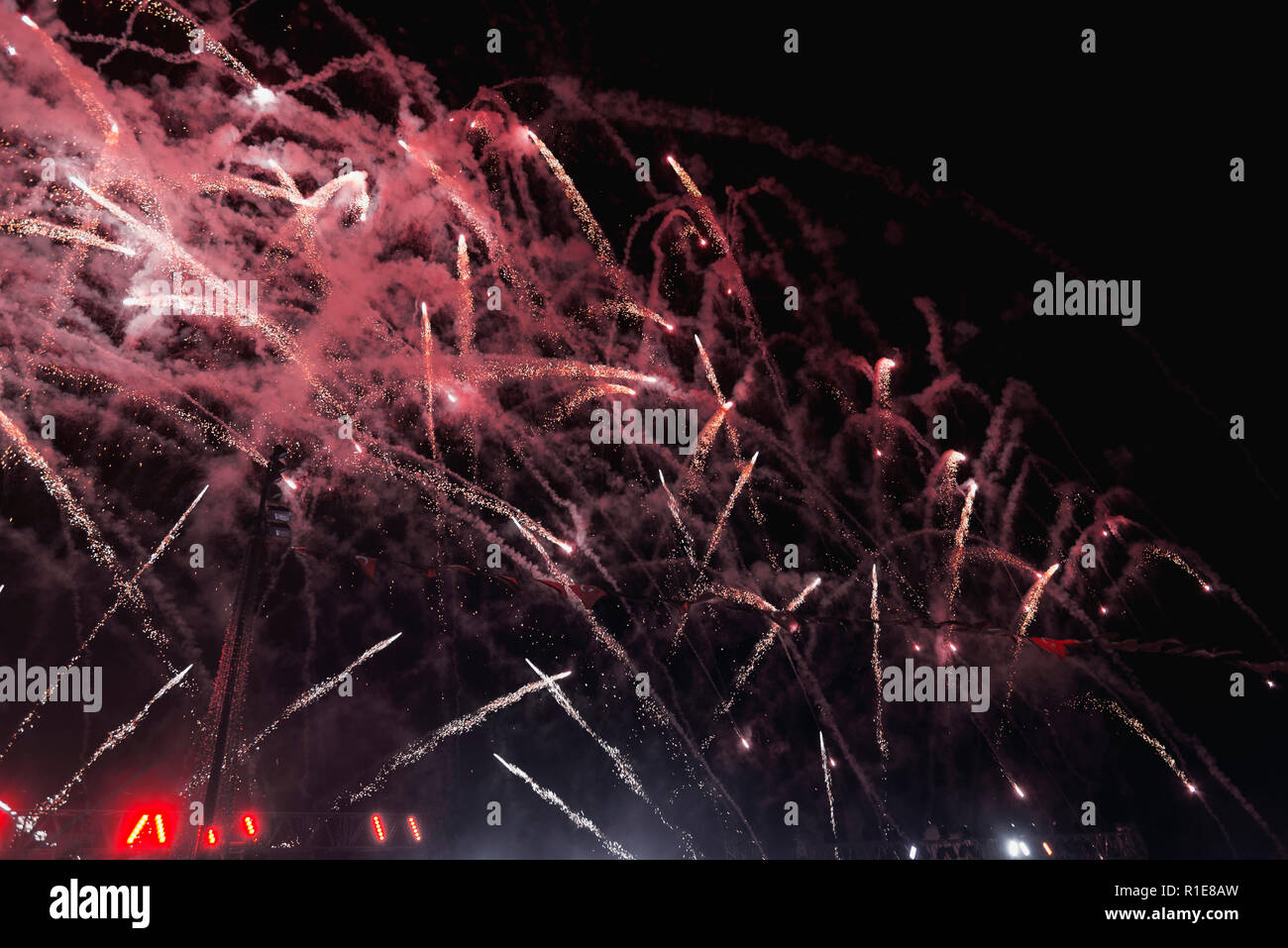 Colorful Fireworks show at night Stock Photo - Alamy