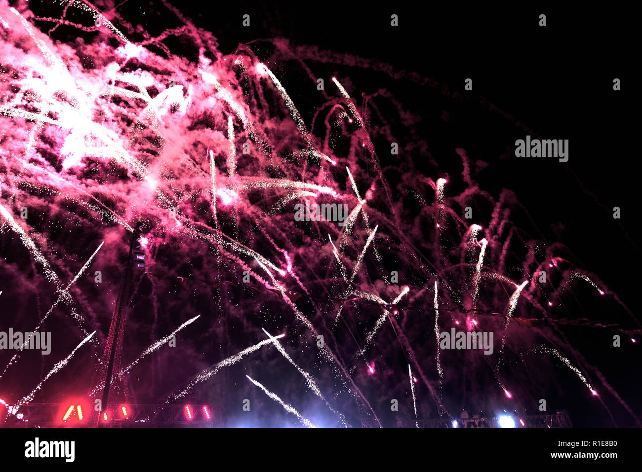 Colorful Fireworks show at night Stock Photo - Alamy