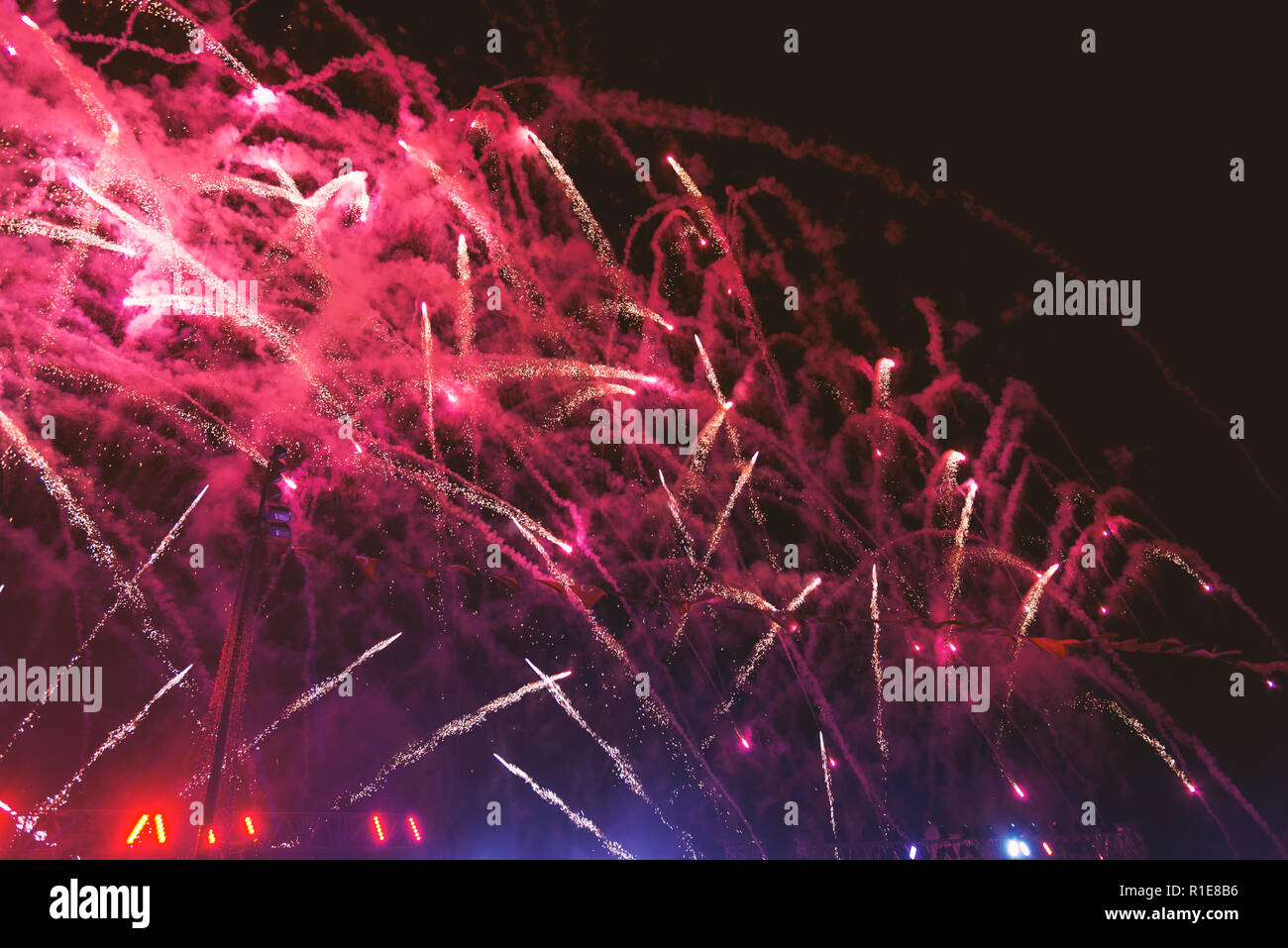 Colorful Fireworks show at night Stock Photo - Alamy