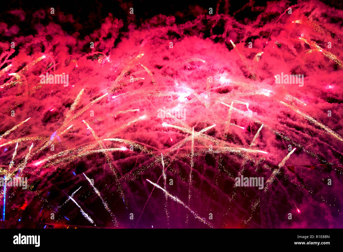 Colorful Fireworks show at night Stock Photo - Alamy