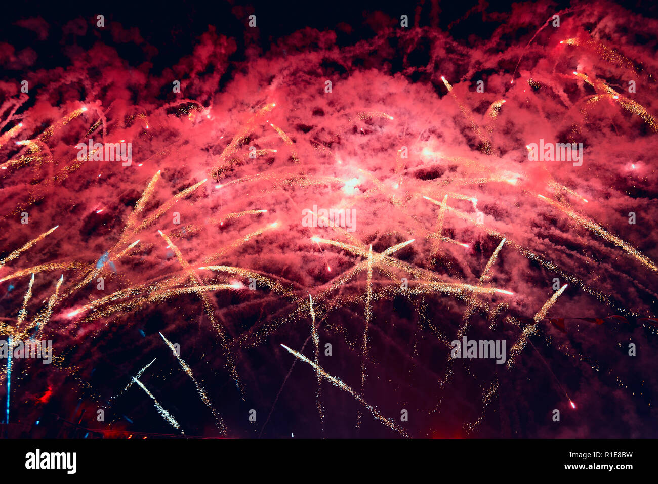 Colorful Fireworks show at night Stock Photo - Alamy