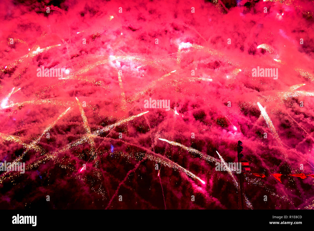 Colorful Fireworks show at night Stock Photo - Alamy