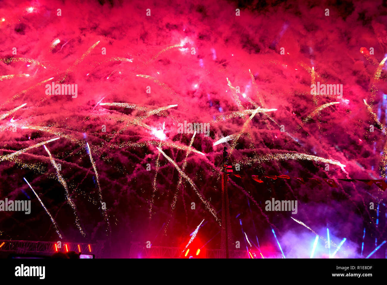 Colorful Fireworks show at night Stock Photo - Alamy
