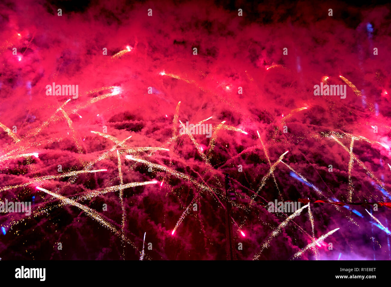 Colorful Fireworks show at night Stock Photo - Alamy