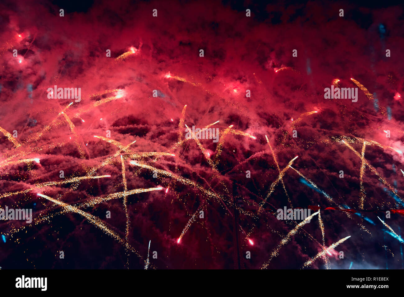 Colorful Fireworks show at night Stock Photo - Alamy