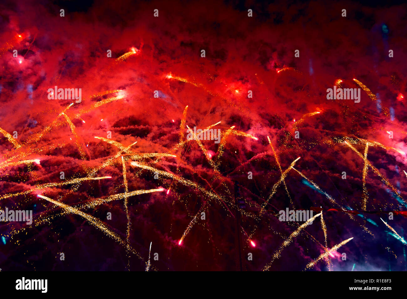 Colorful Fireworks show at night Stock Photo - Alamy