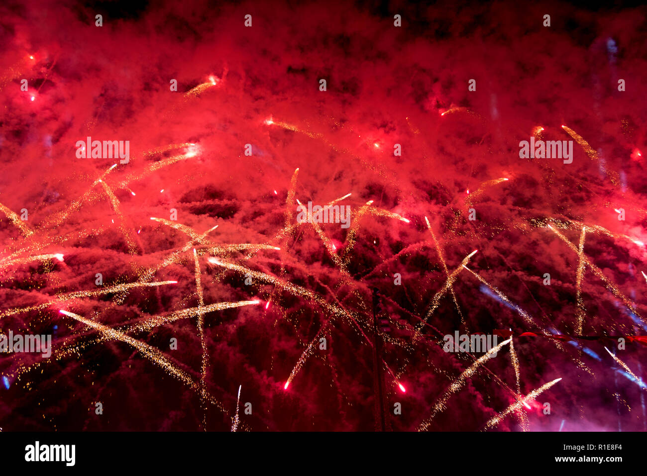 Colorful Fireworks show at night Stock Photo - Alamy