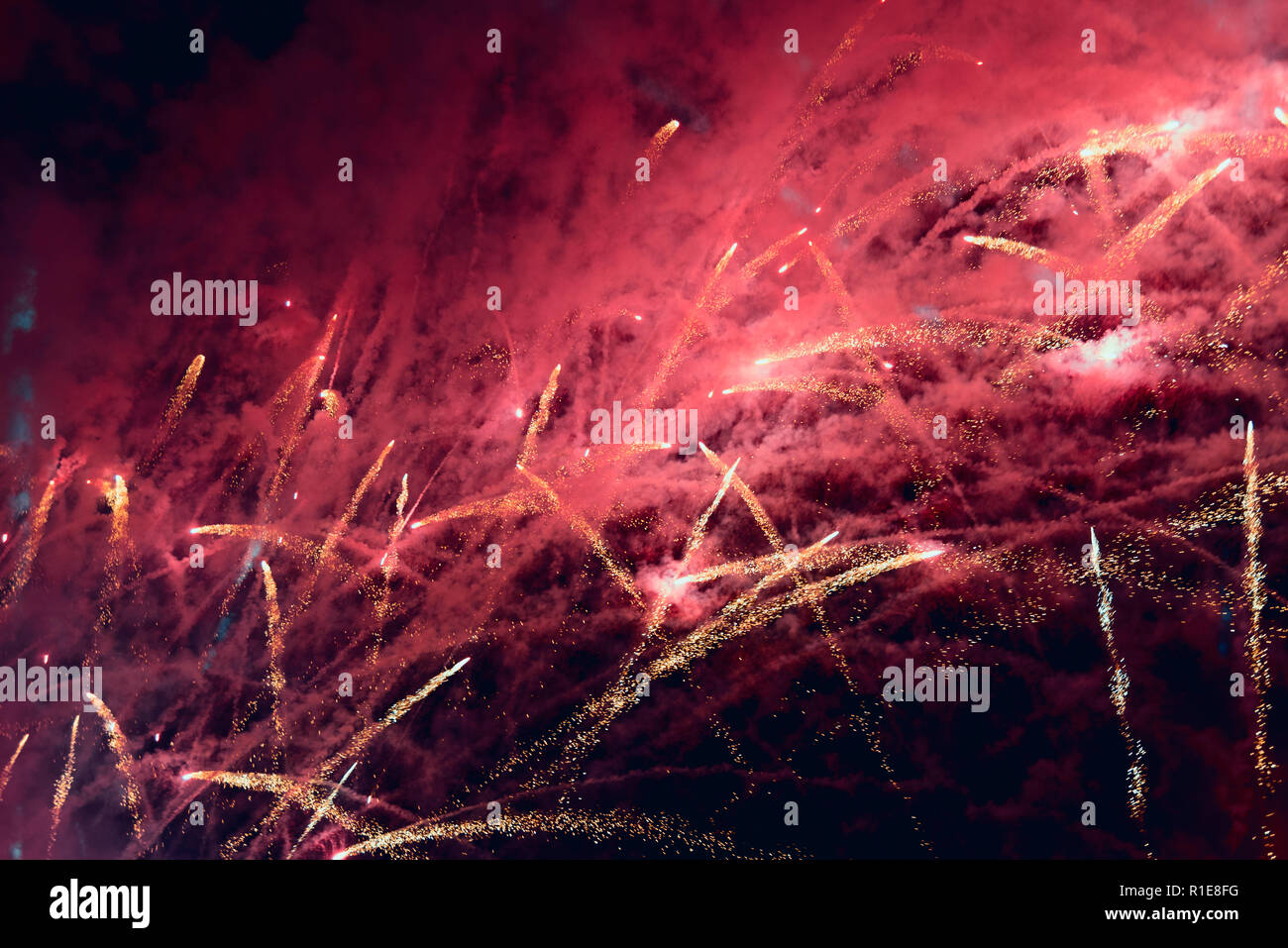 Colorful Fireworks show at night Stock Photo - Alamy