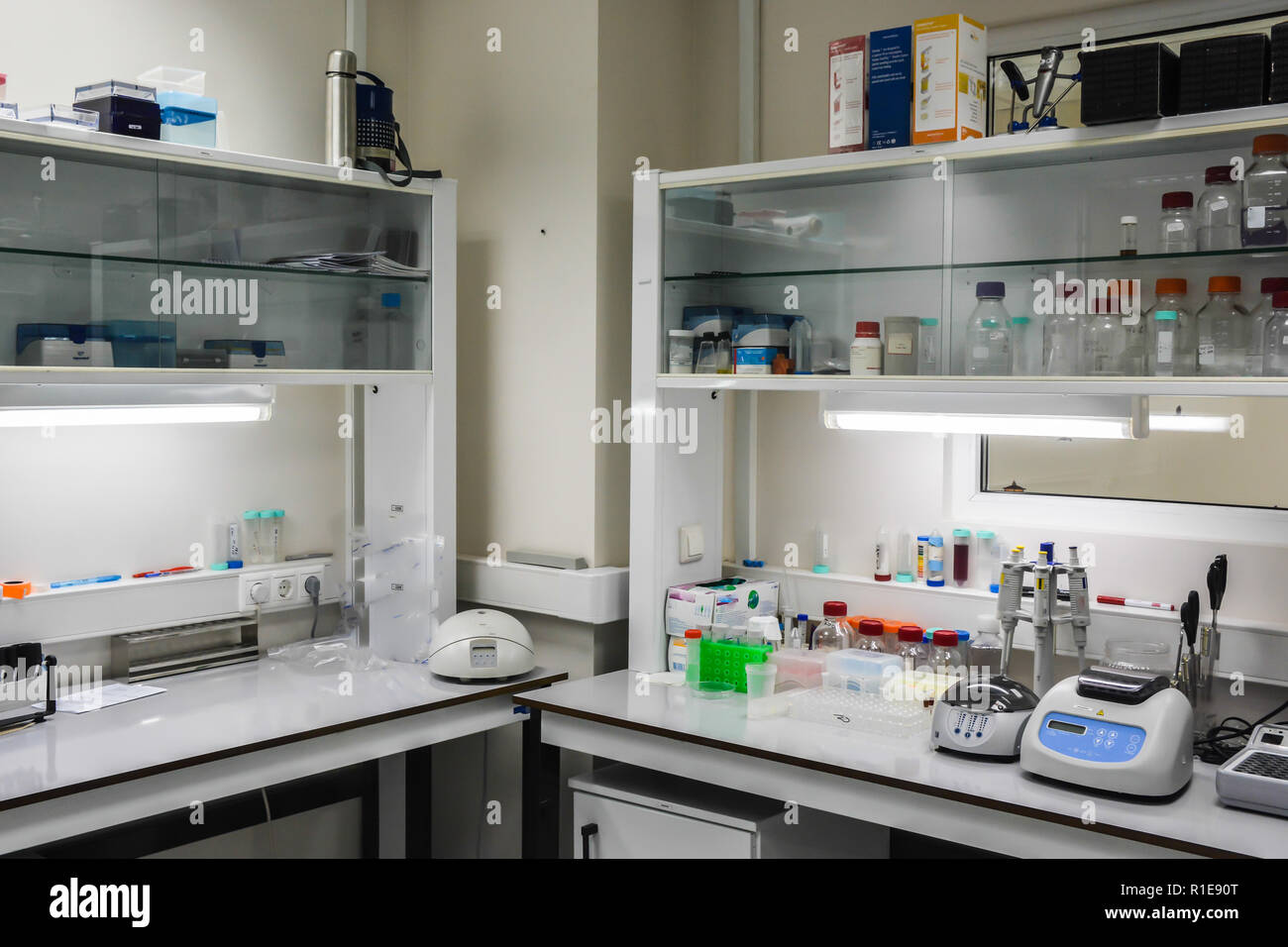 Modern biological laboratory. The interior of the room is equipped for ...
