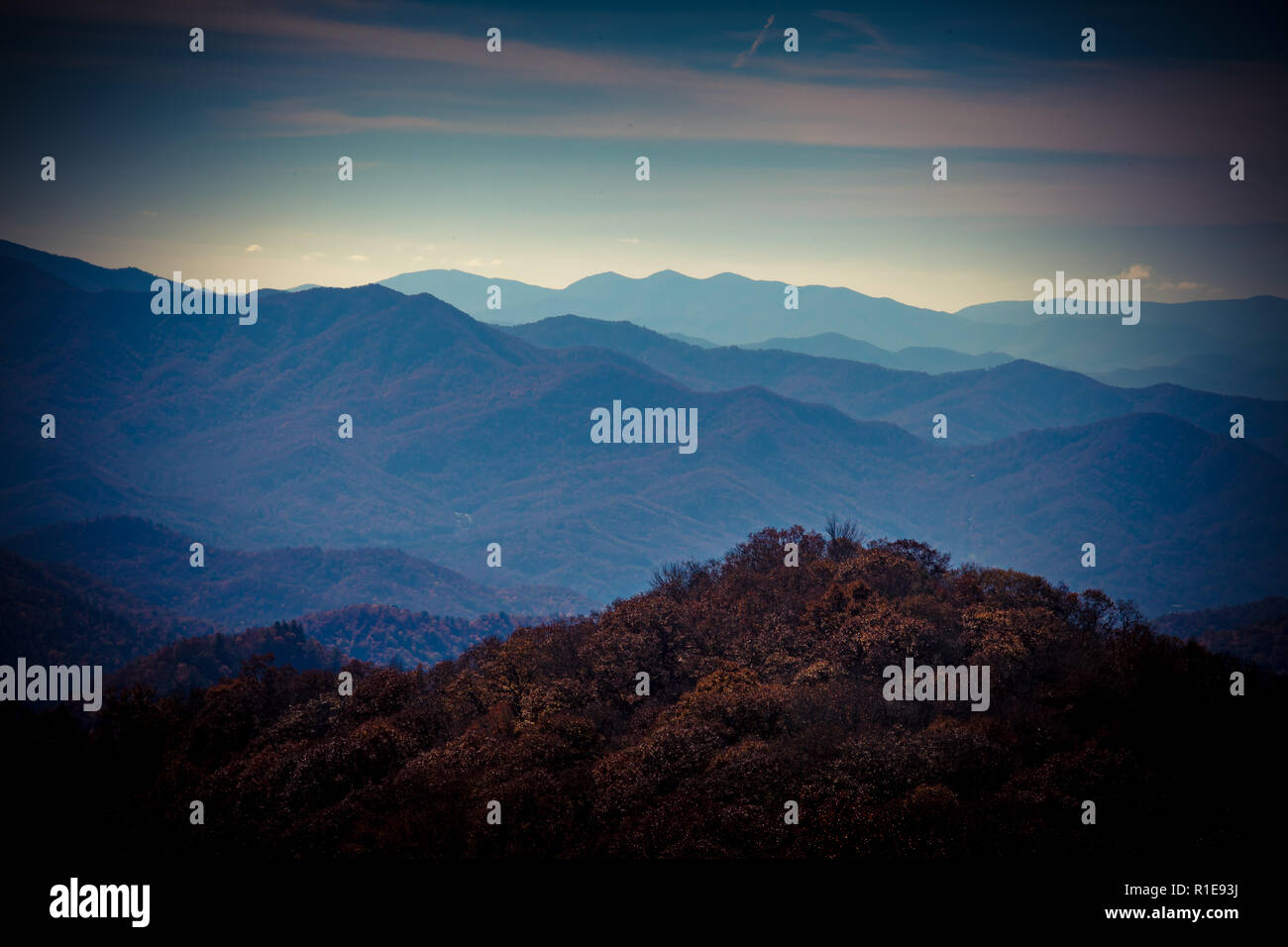The blue color smokey mountains in USA Stock Photo - Alamy
