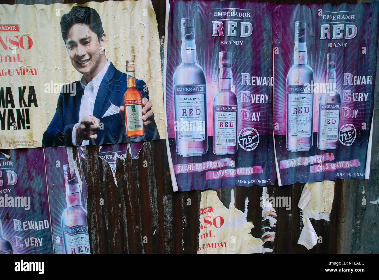 Emperador red brandy advert in Dumagette, Philippines Stock Photo - Alamy