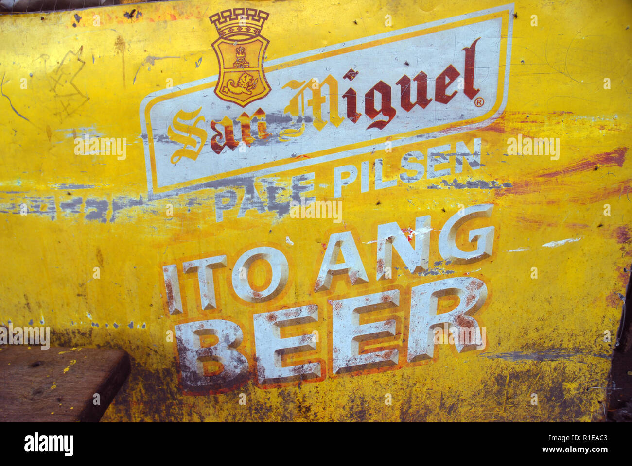 A San Miguel Pale Pilsen beer advert in Dumagette, Philippines Stock ...