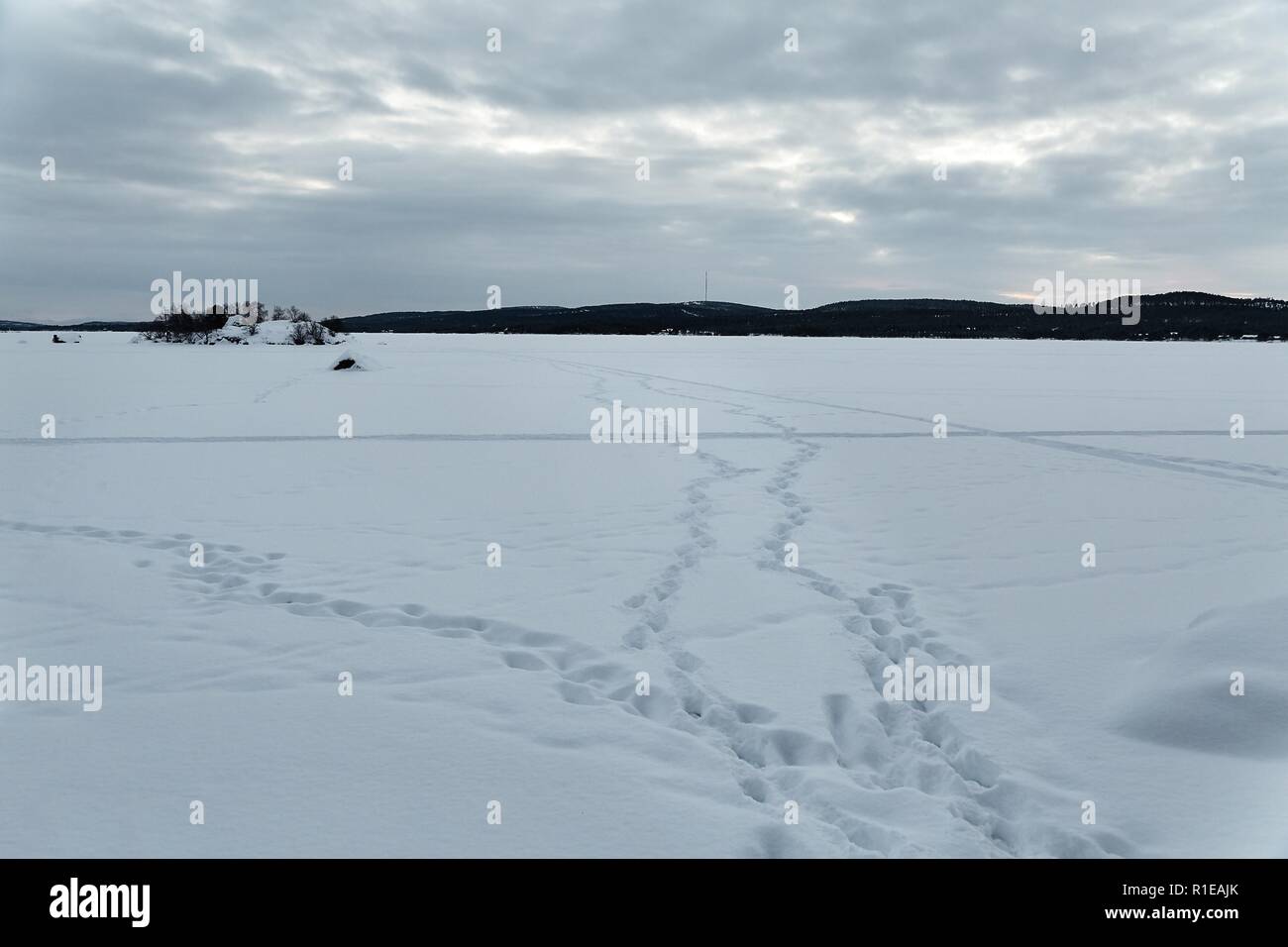 Frozen lake landscape Stock Photo - Alamy