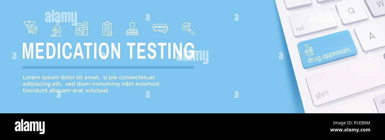 Drug Testing & Process Web Header Banner with Icon Set Stock Vector ...