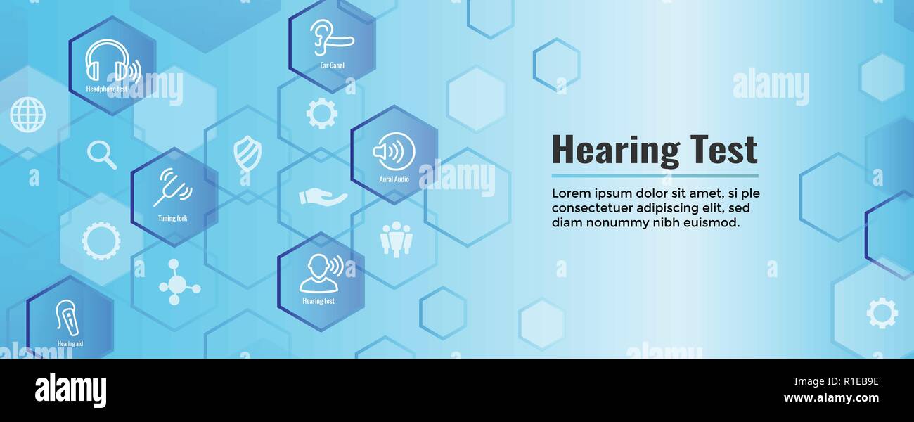 Hearing Test - Hearing Aid or loss / Sound Wave Images Set Web Header ...