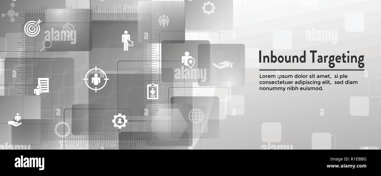 Digital Inbound Marketing & Targeting Web Banner with Vector Icon Set ...