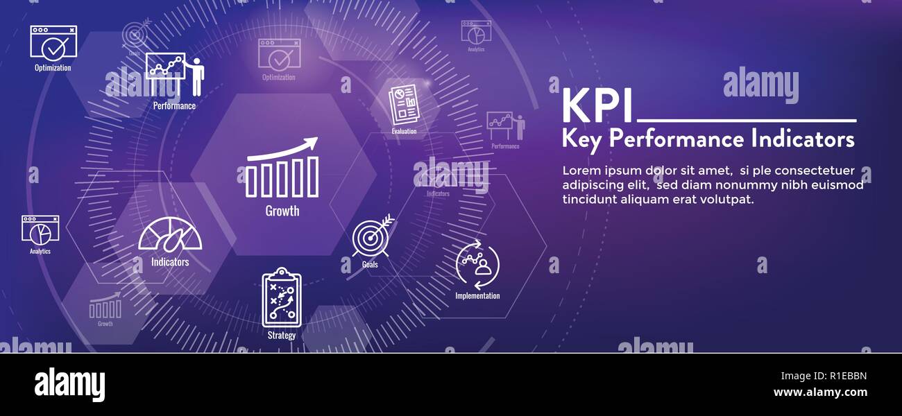 KPI w Key Performance Indicators Web Header Banner and Icon set Stock ...