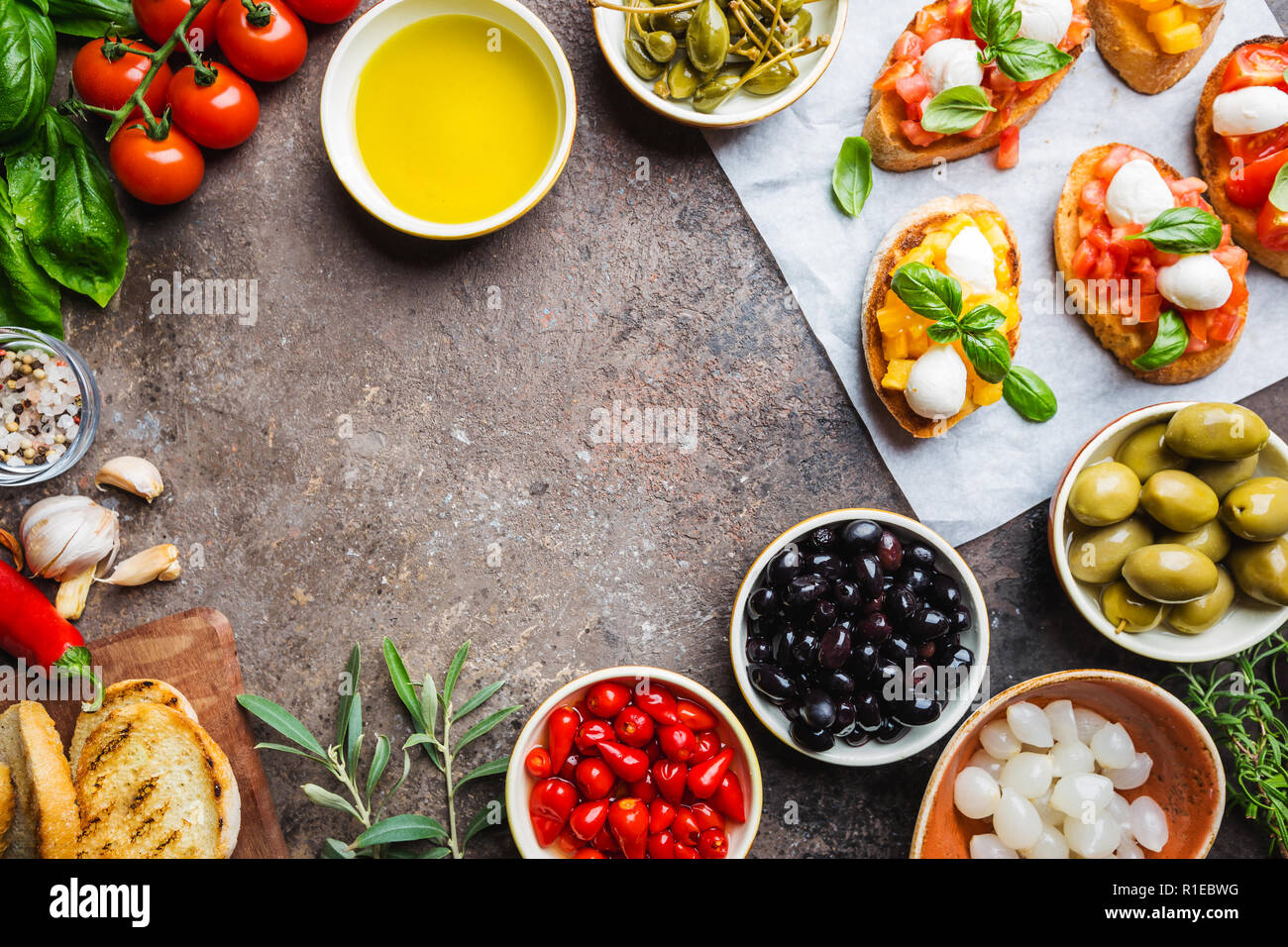 Mediterranean snack assortment Stock Photo - Alamy