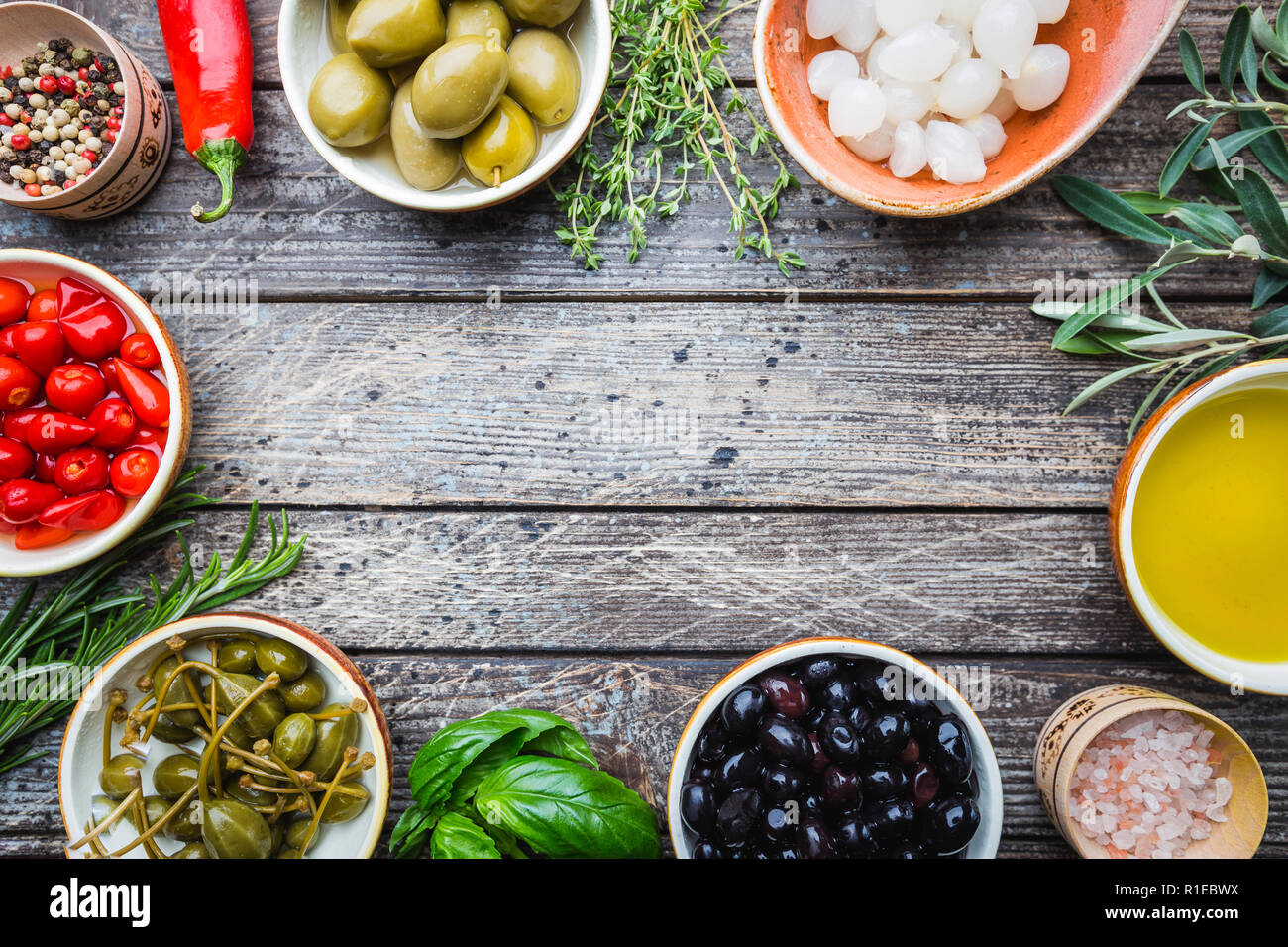 Mediterranean snack assortment Stock Photo - Alamy