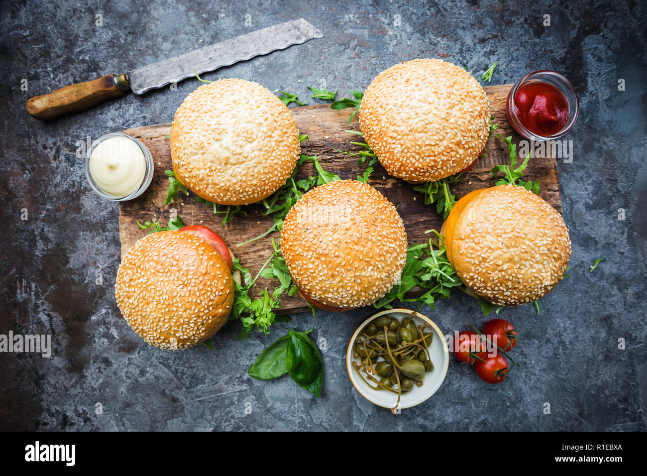 Fresh homemade burger Stock Photo - Alamy
