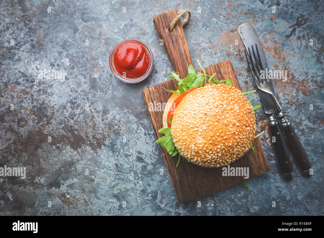 Fresh homemade burger Stock Photo - Alamy