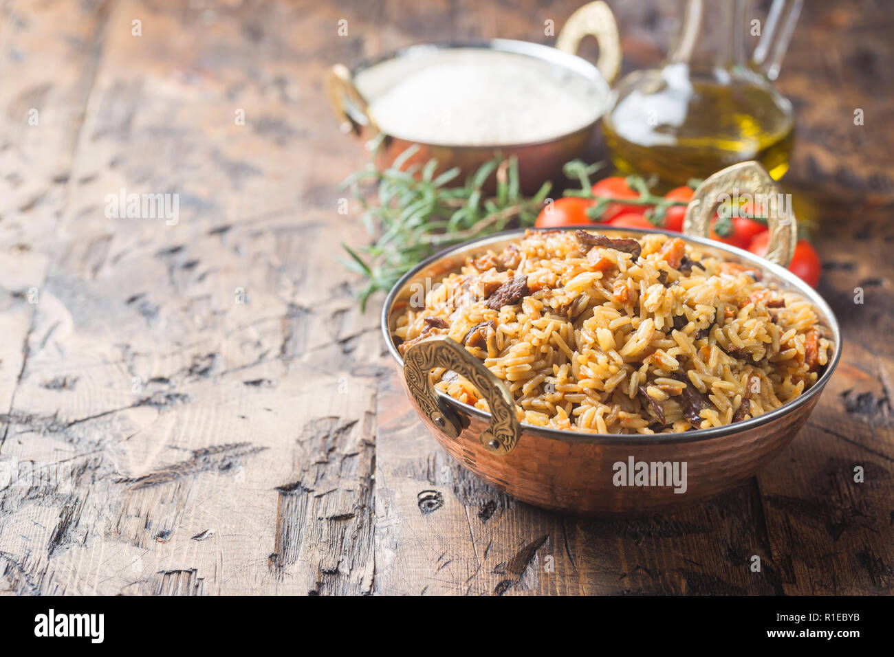 Lamb pilaf in a bowl Stock Photo - Alamy