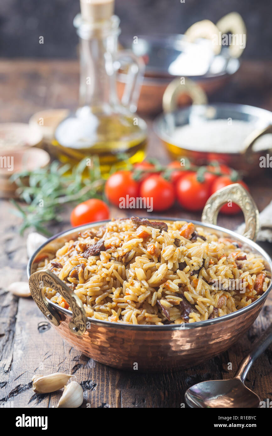 Lamb pilaf in a bowl Stock Photo - Alamy