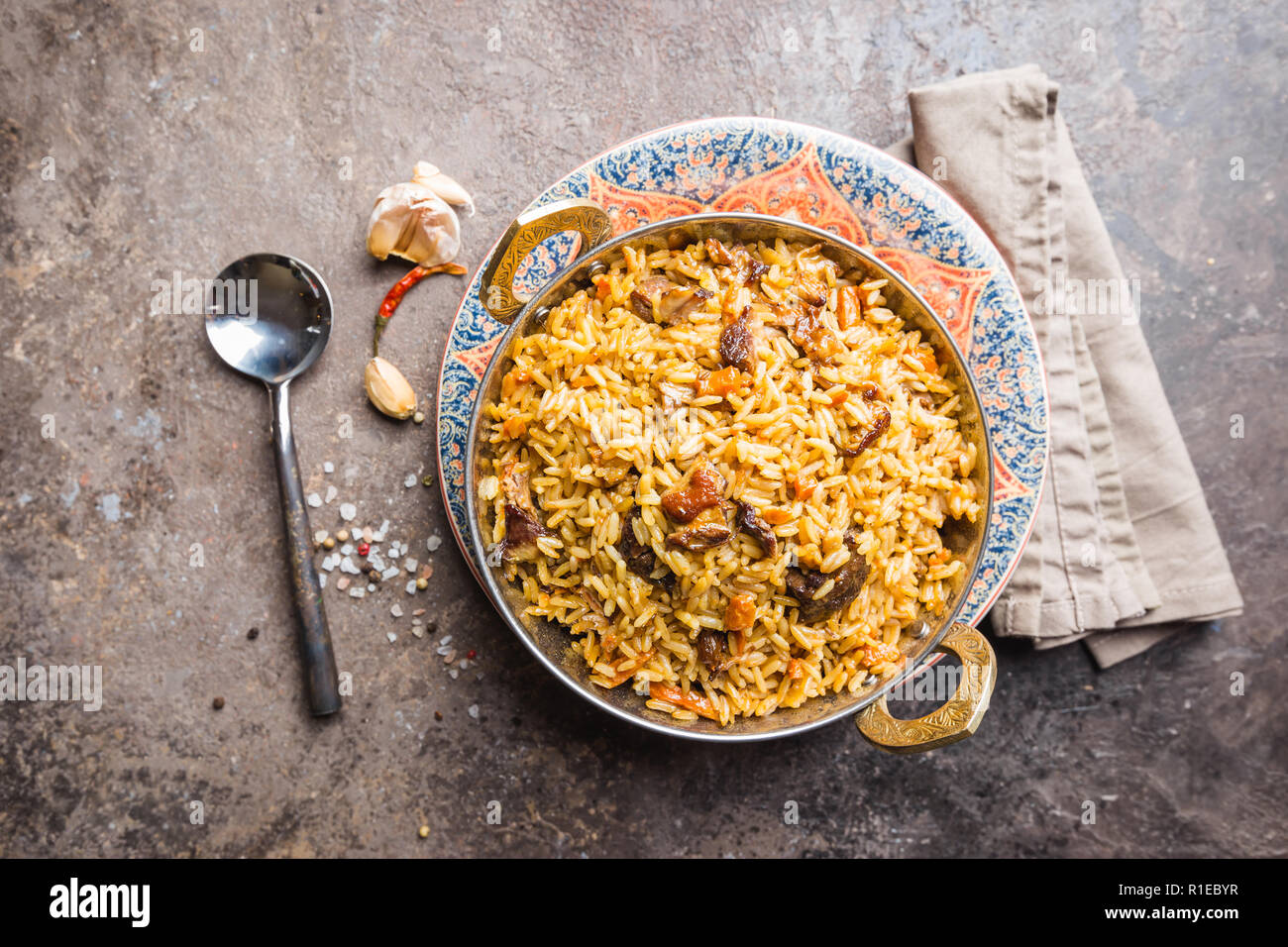 Lamb pilaf in a bowl Stock Photo - Alamy