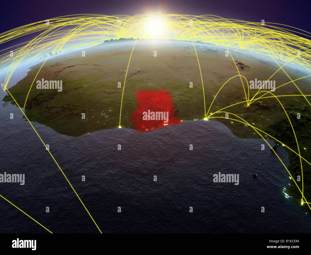 Ghana network map hi-res stock photography and images - Alamy
