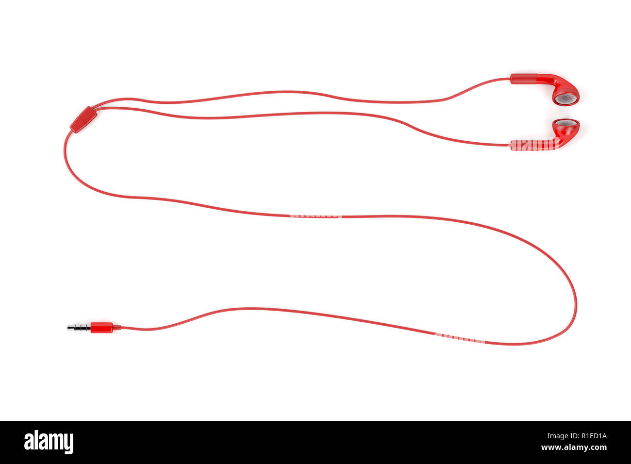 Red wired earphones isolated on white background, top view Stock Photo ...