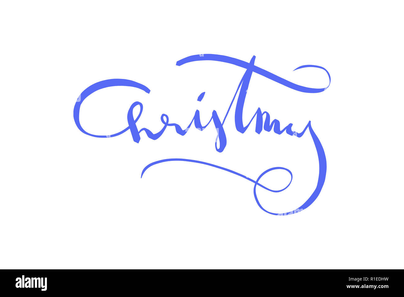 Christmas elegant blue lettering isolated on white background Stock ...
