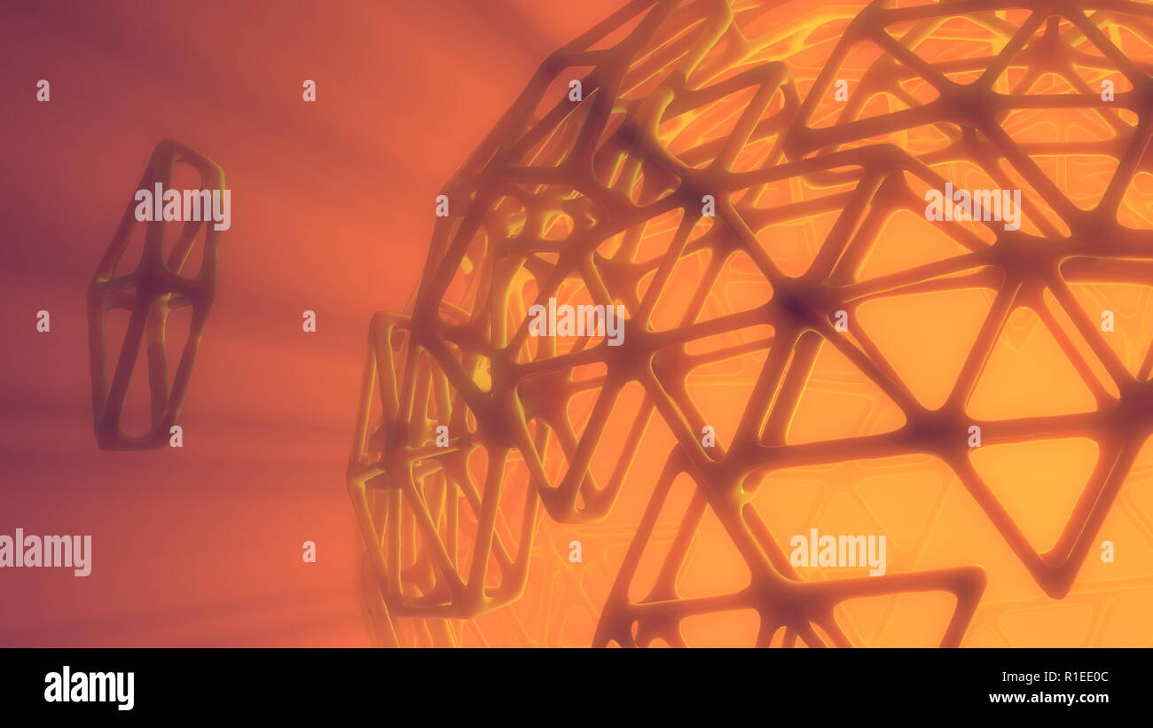 Abstract 3d rendering concept of high poly sphere with chaotic mesh ...