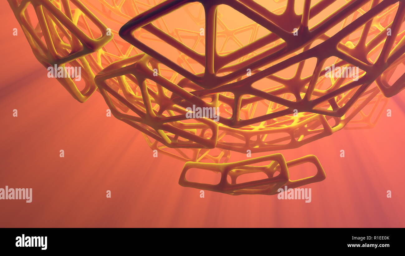 Abstract 3d rendering concept of high poly sphere with chaotic mesh ...