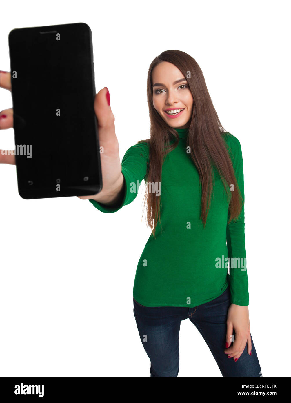 Girl with phone Stock Photo - Alamy