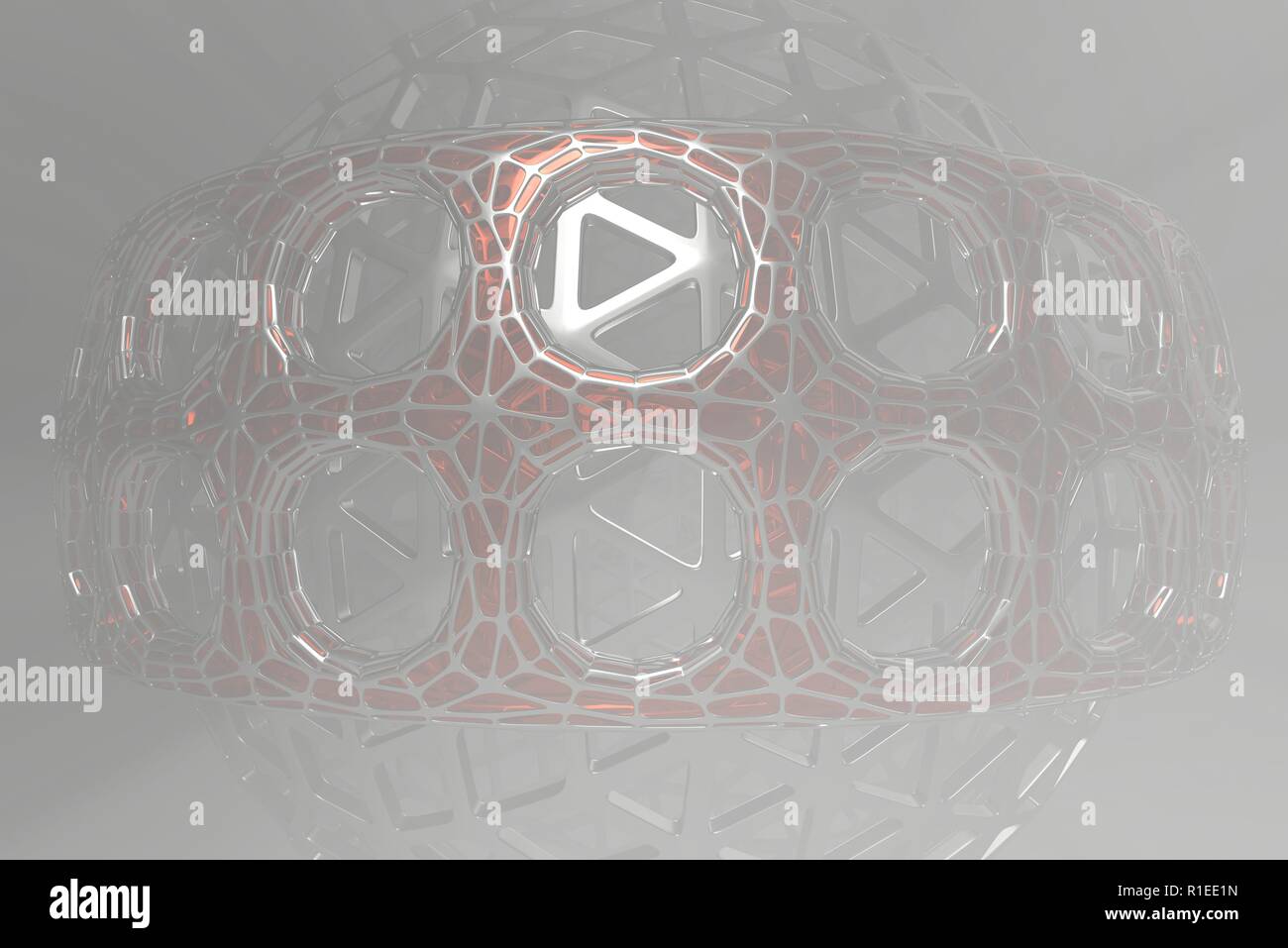 Abstract 3d rendering concept of high poly architecture with steel and ...