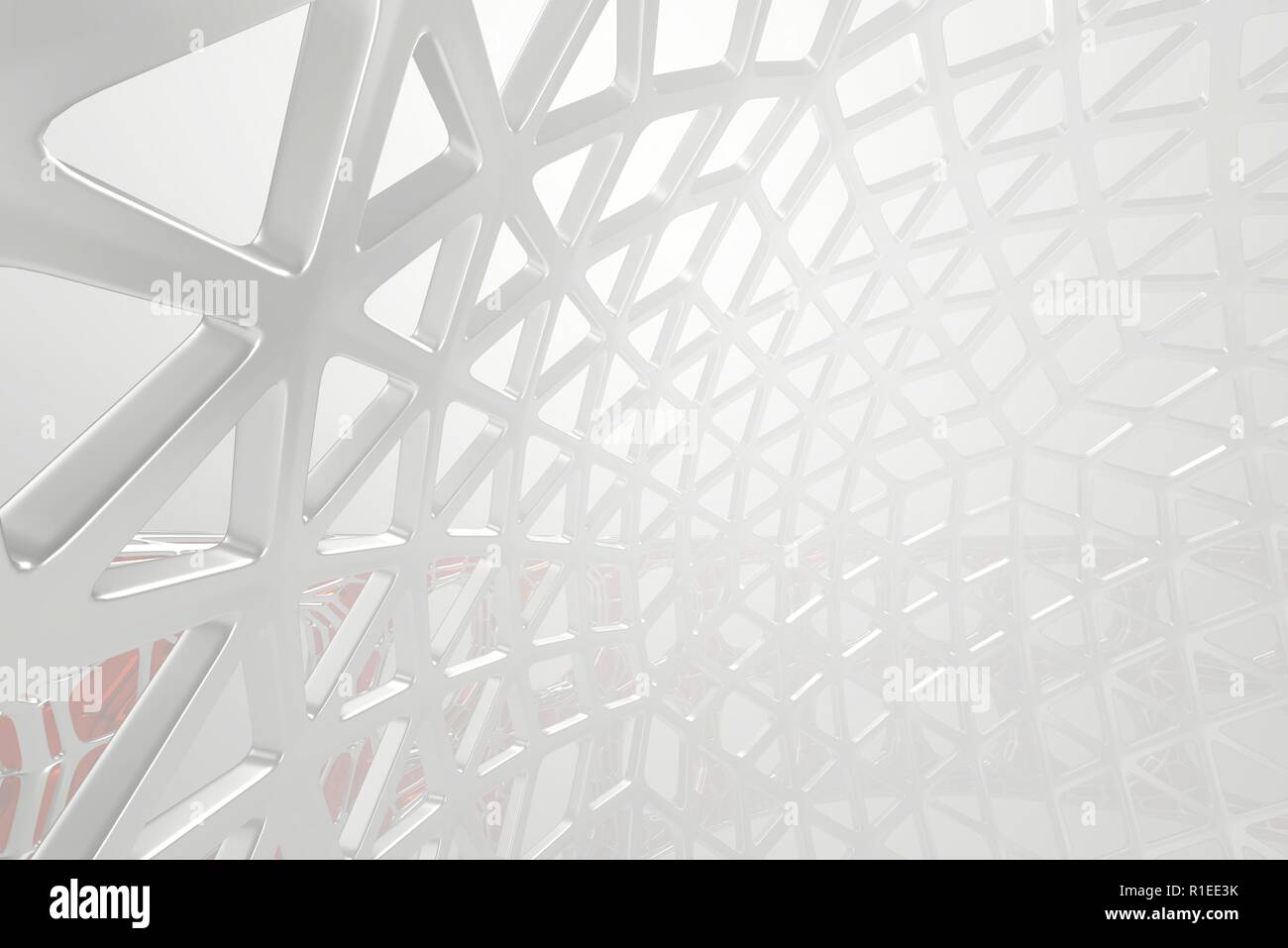 Abstract 3d rendering concept of high poly architecture with steel and ...