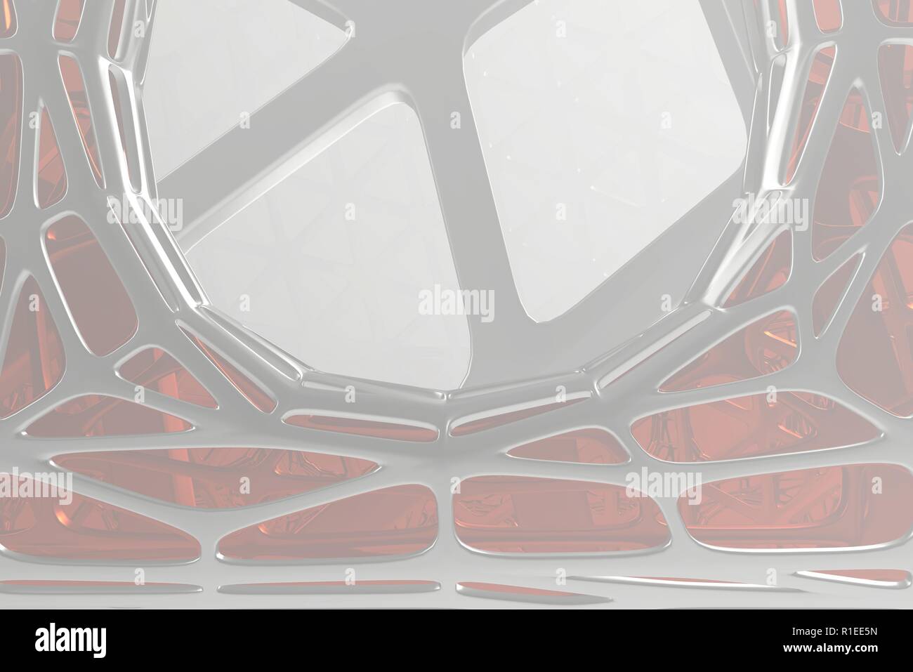 Abstract 3d rendering concept of high poly architecture with steel and ...