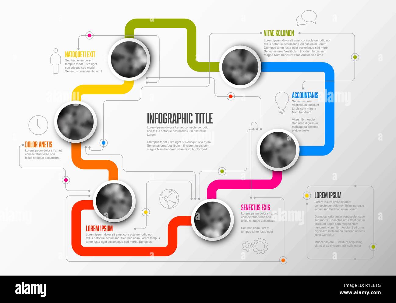 Abstract Infographic Template with circle photo placeholders on ...