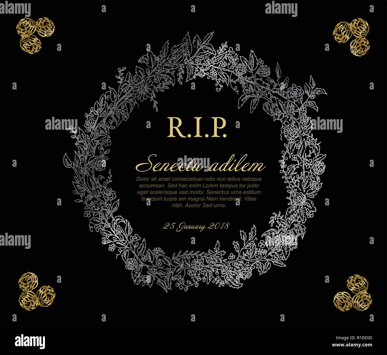 Silver and golden flower frame illustration template made from various ...