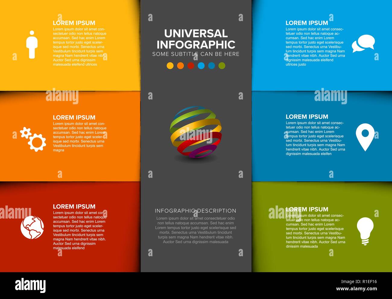 Vector multipurpose Infographic template made from seven color content ...