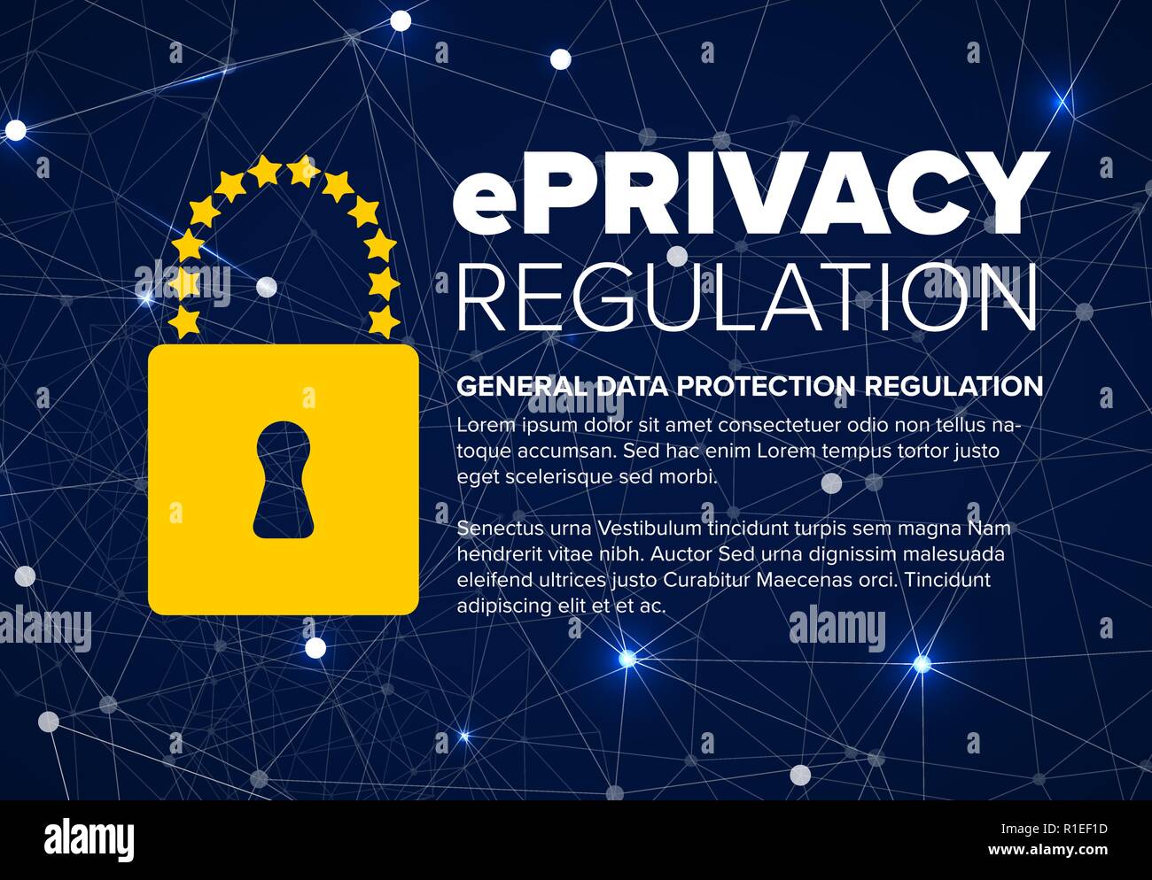 European ePrivacy epr concept flyer template illustration - dark blue ...