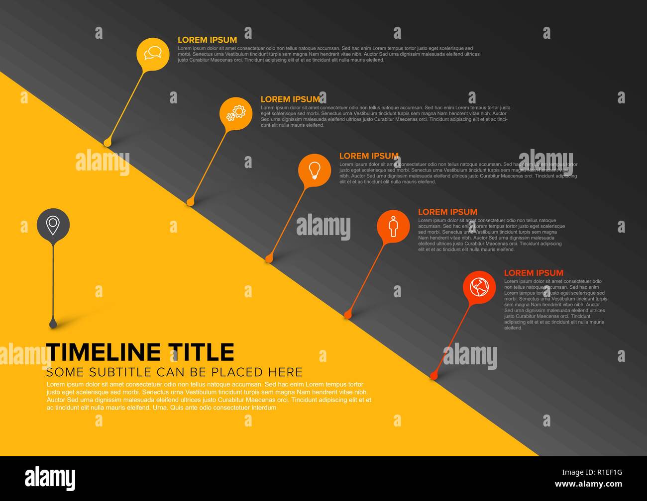 Vector infographic diagonal timeline report template with bubbles ...