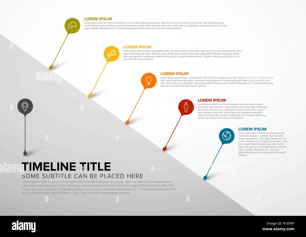 Colorful vector infographic diagonal timeline report template with ...