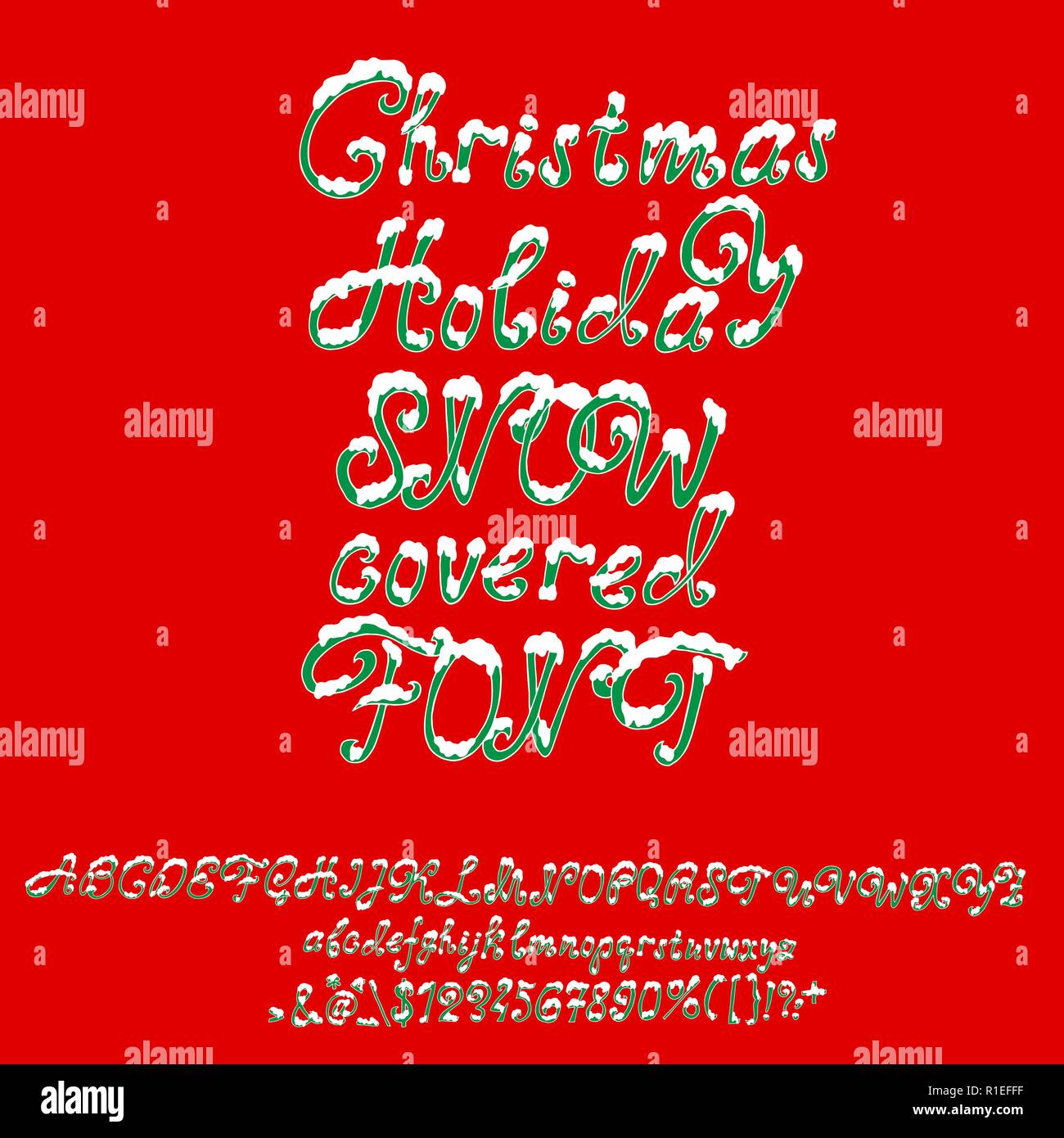 Christmas snowy alphabet. Holiday font with snow. Handdrawn letters and ...