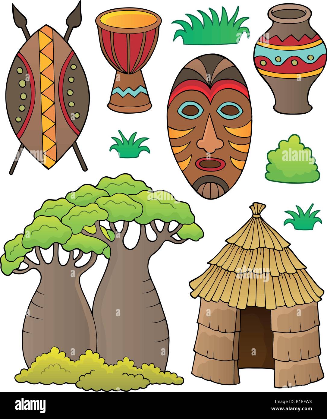 African thematics set 1 - eps10 vector illustration Stock Vector Image ...