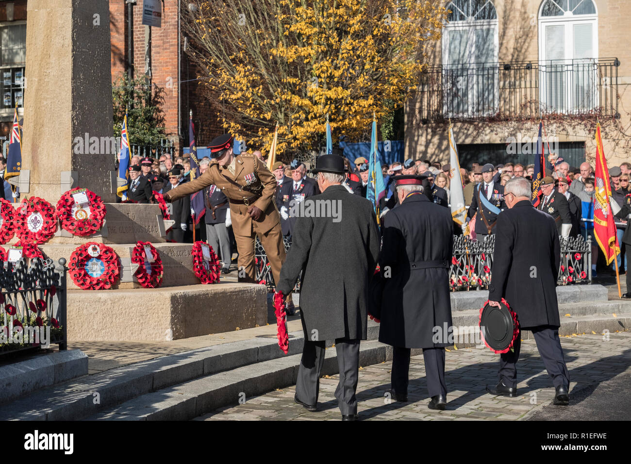 Veterans lay reefs during the Remembrance Sunday parade. Remembrance ...