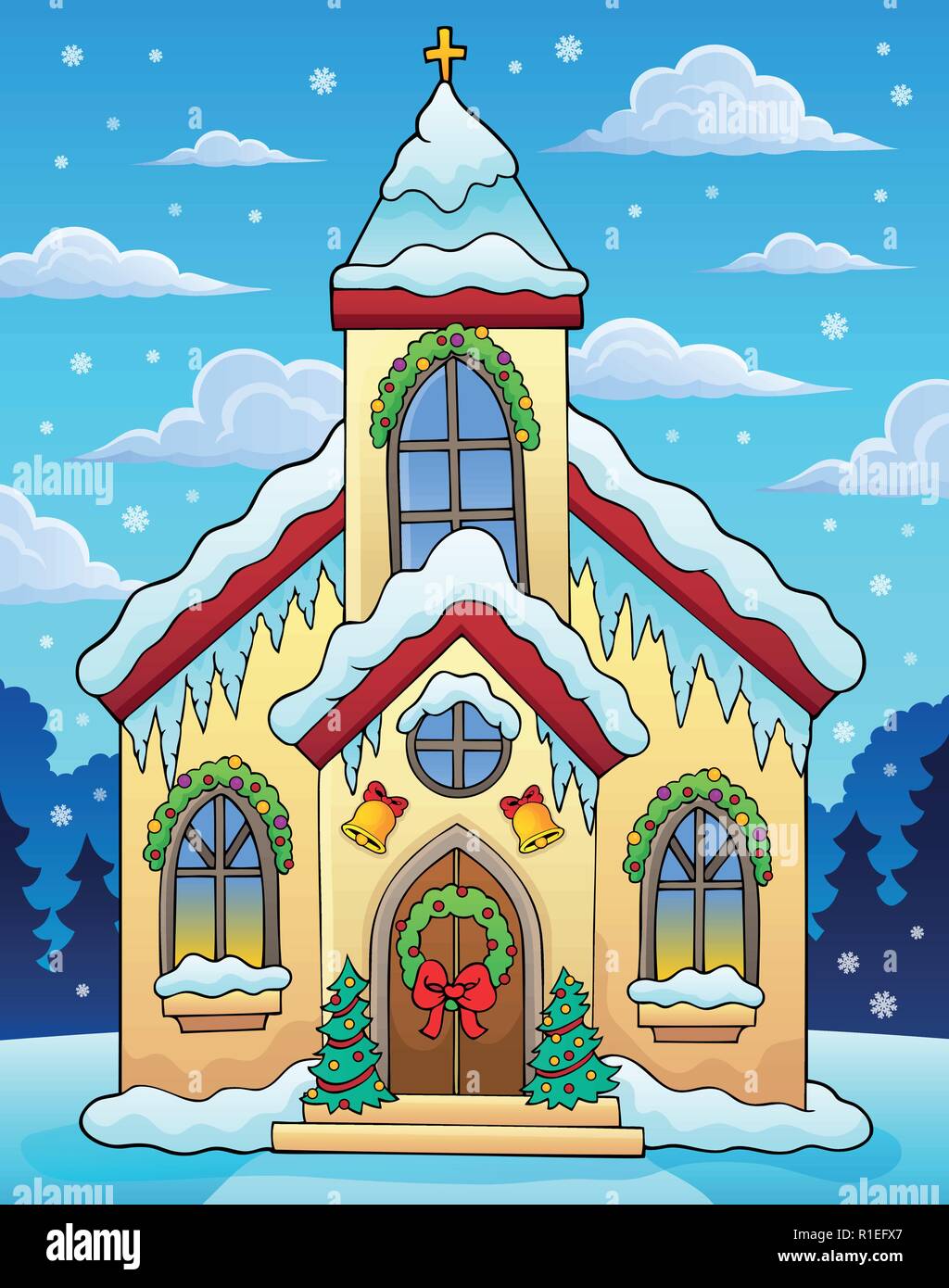 Christmas church building theme image 2 - eps10 vector illustration ...