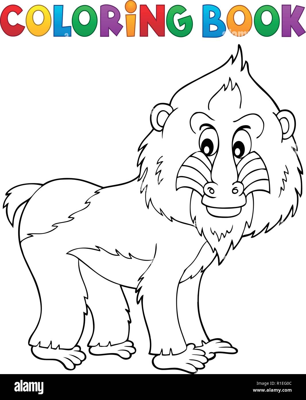 Coloring book mandrill theme 1 - eps10 vector illustration Stock Vector ...